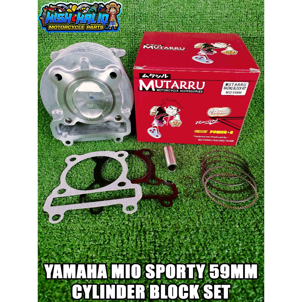 MUTARRU CYLINDER BLOCK SET FOR YAMAHA MIO SPORTY 59MM SEMI DOME PISTON | Shopee Philippines