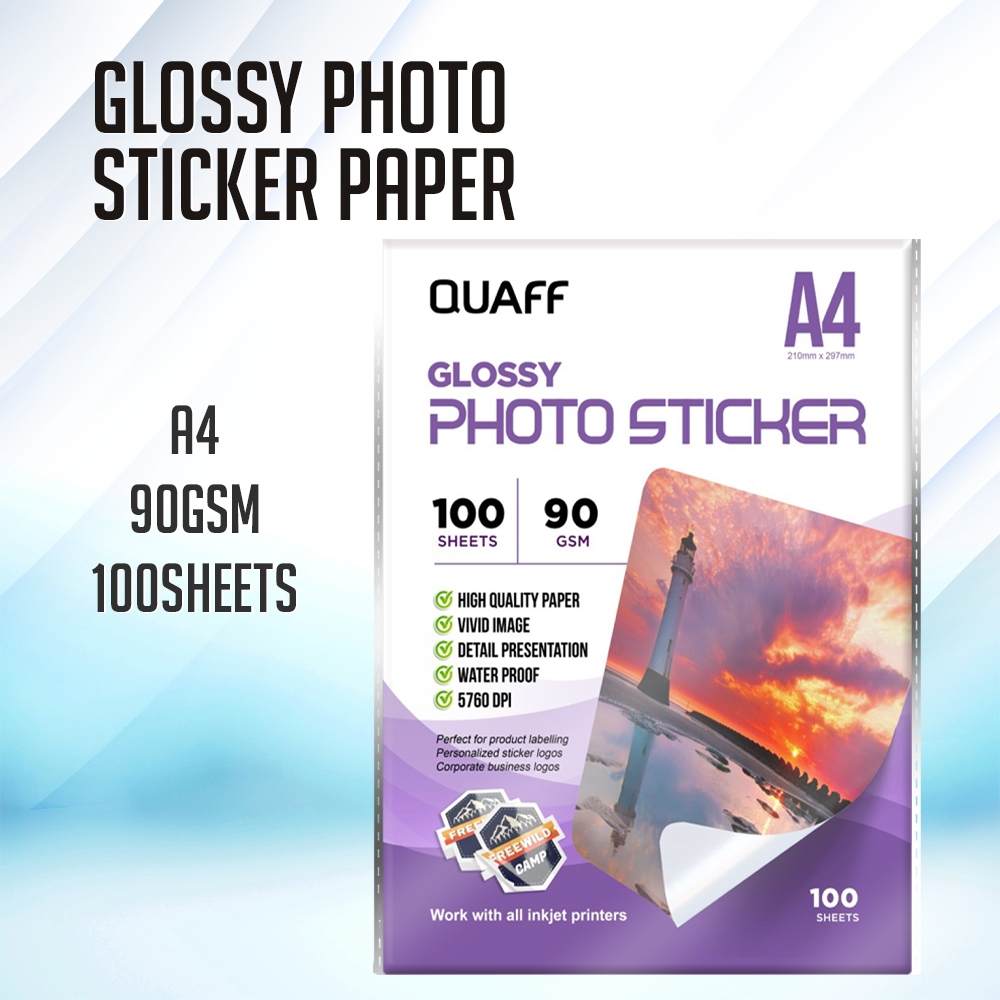 QUAFF Glossy/Matte Photo Sticker Paper 90gsm - 135gsm A4 Size 20sheets ...
