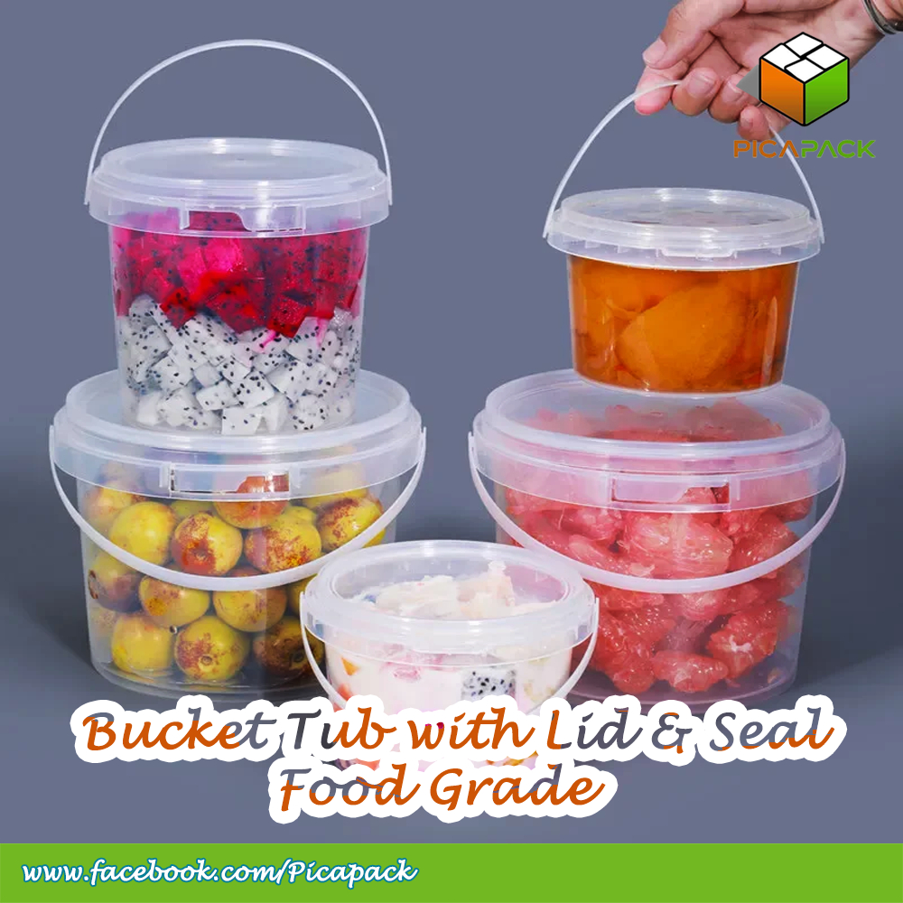 1pc Bucket Tub with Lid & Seal Food Grade Ice Cream Takeaway Packaging ...