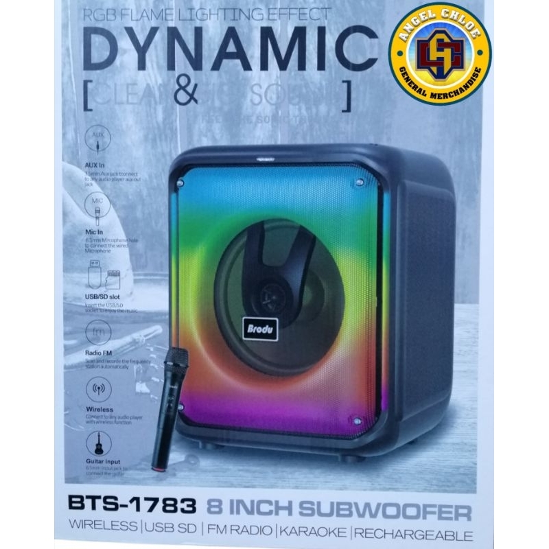 BRUDO BTS 1783/ BTS 1739 PORTABLE PARTY SPEAKER RGB FLAME LIGHTING EFFECT 8 INCH SUBWOOFER ...