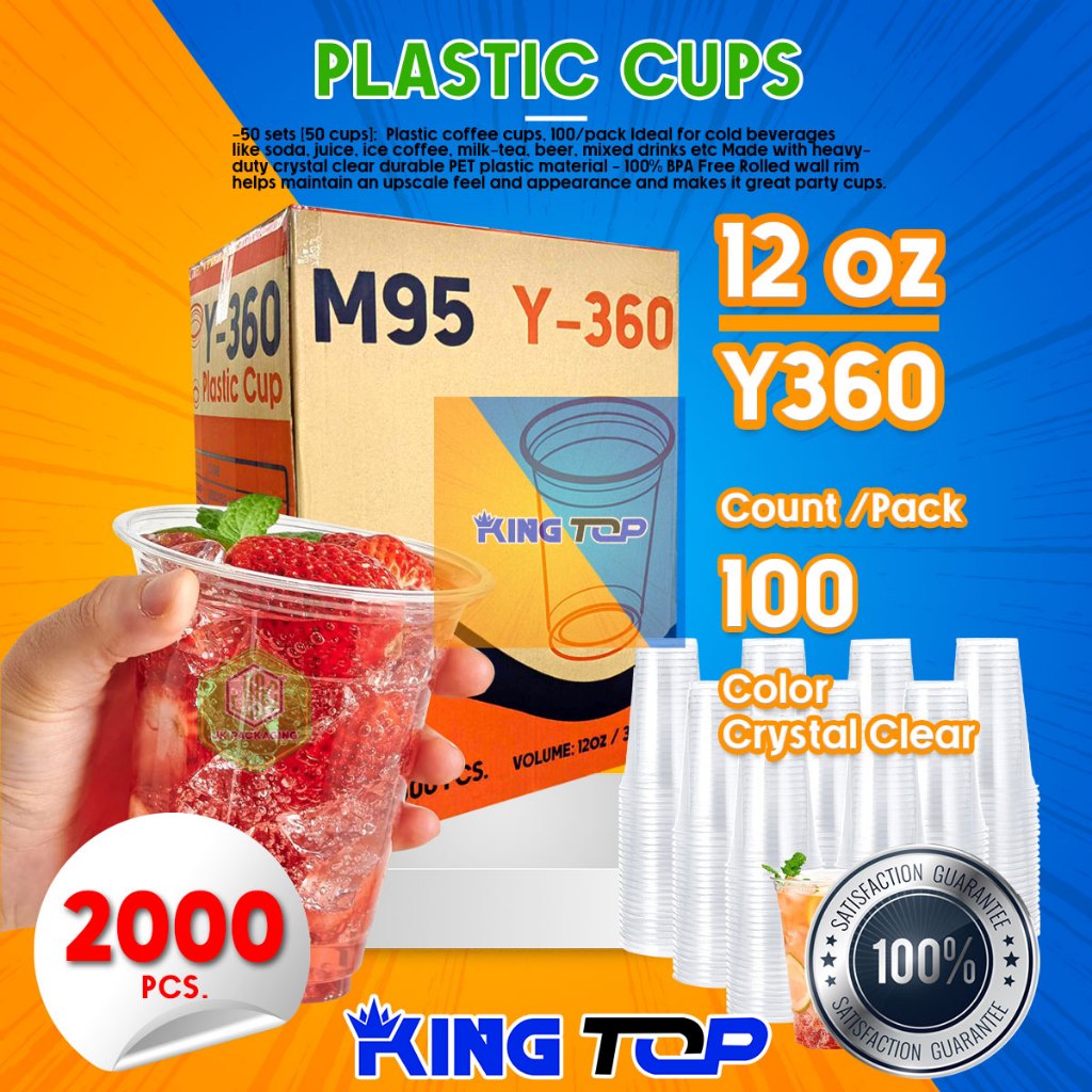Plastic Cups Y360 / M95【2000 PCS】 【 Y360 Count/Pack 100 M95 】( CUPS ...