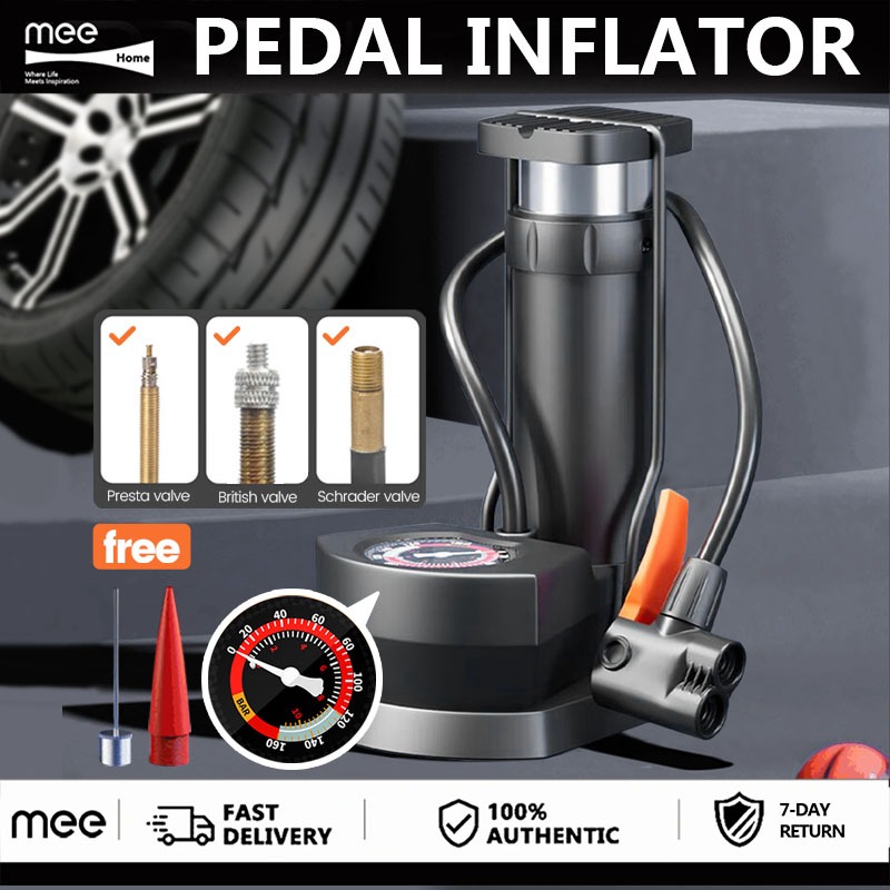 Mini Bicycle Pump 160psi Foot Pedal Bike Tire Inflator With Pressure ...