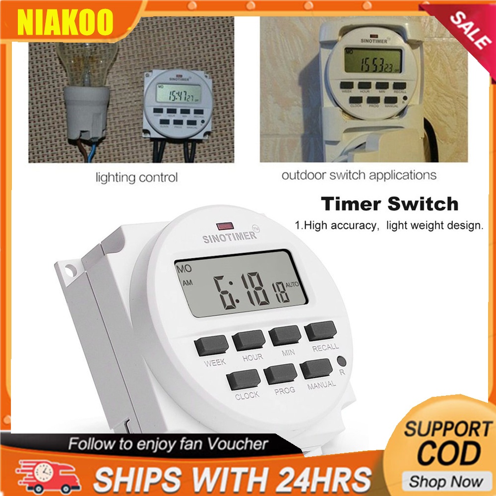 SINOTIMER 12V Weekly 7 Days Digital Programmable Timer Switch Relay Control | Shopee Philippines