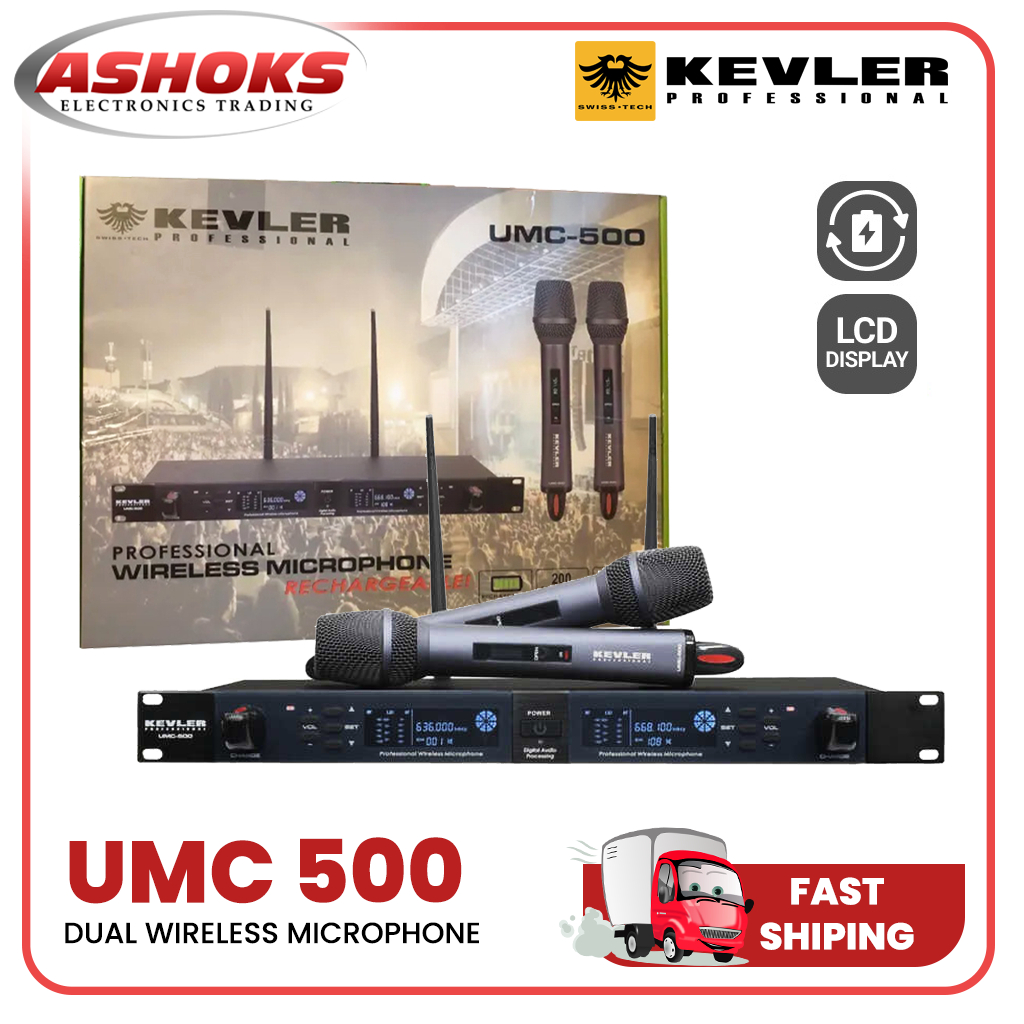 Kevler UMC-500/Regarchable Battery with LED Display/200 Selectable Frequency/Dual UHF 1100mAh ...