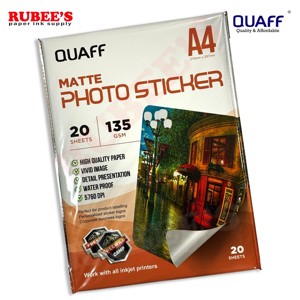 QUAFF Matte Photo Sticker A4 135gsm (20 sheets) | Shopee Philippines