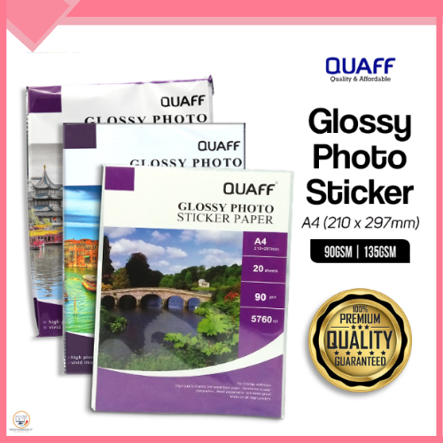 QUAFF Inkjet Photo Sticker Paper Glossy 135GSM | 90GSM A4 Size | Shopee ...