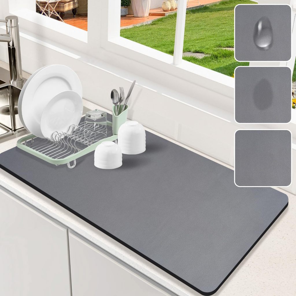 Kitchen Absorbent Mat Non-slip Drying Mat for Kitchen Washable Table ...