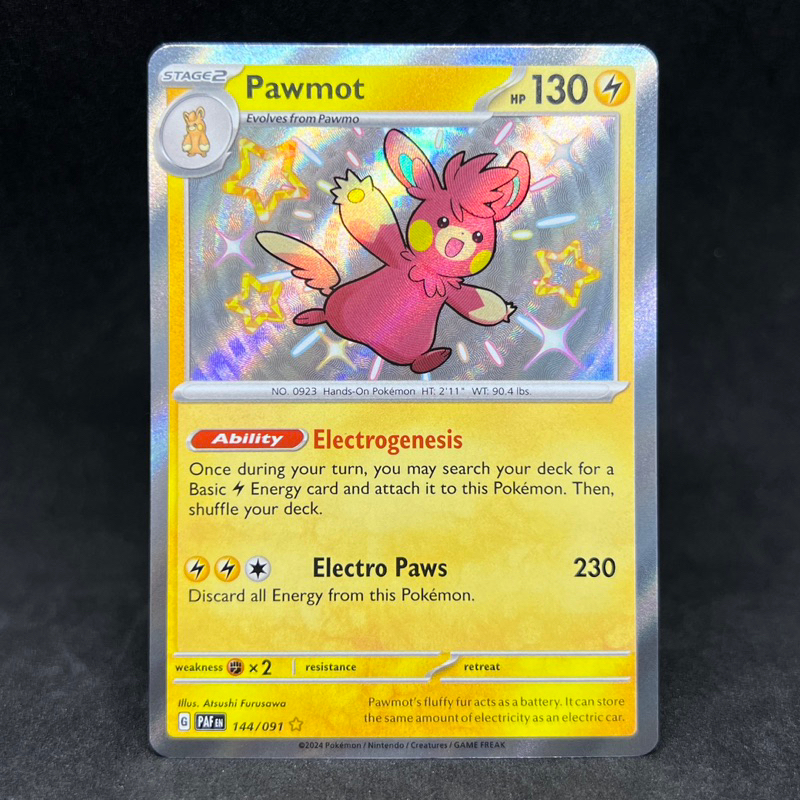Pokemon TCG Shiny Pawmot Holo Rare 144/091 2024 Scarlet & Violet ...
