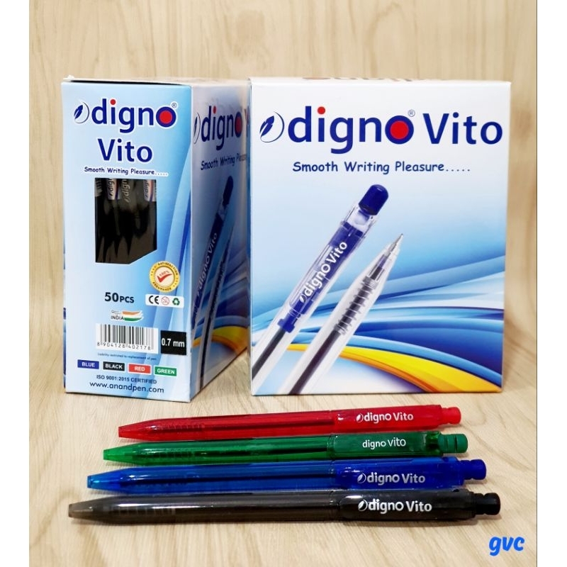 Digno Vito Retractable Ballpen 0.7mm (Black, Blue, Green, Red). 1 piece ...