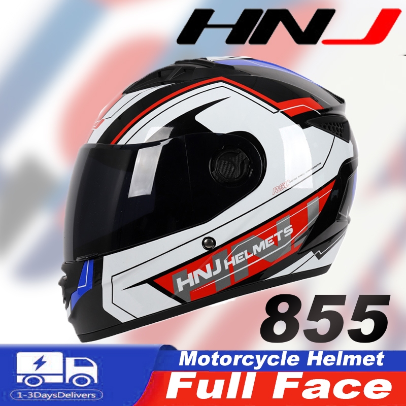 HNJ 855 Men Full Face Motorcycle Helmet Black Single Visor With Women's ...