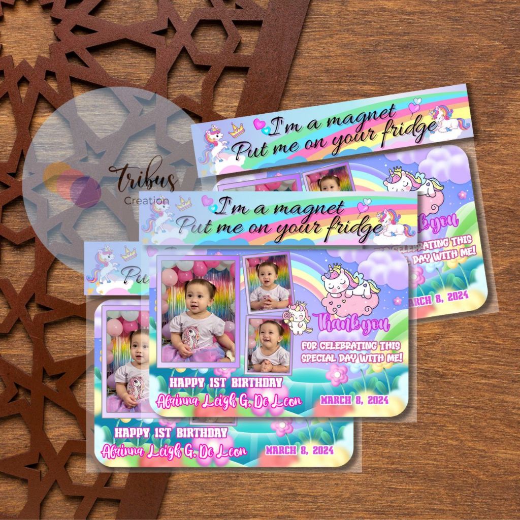 Unicorn Personalized Ref Magnet for Christening Baptism Birthday ...