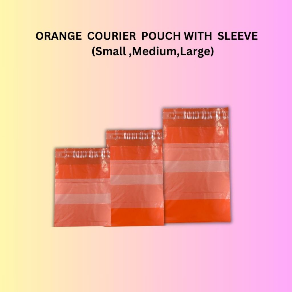 Courier Pouch ORANGE with Waybill Pocket (S,M,L) set of 100pcs | Shopee ...