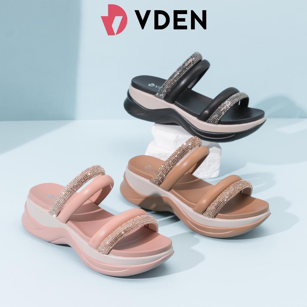 VDEN Women's Simple Thick-soled Fashion Sandals with Rhinestone ...
