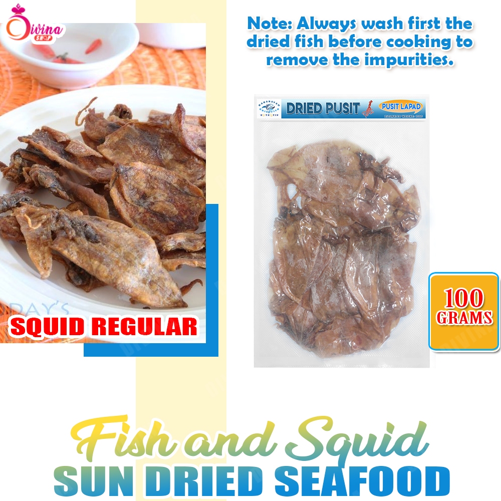 Dried Pusit Lapad 100g / 200g Regular Chewy Squid / Sun-dried Squid ...