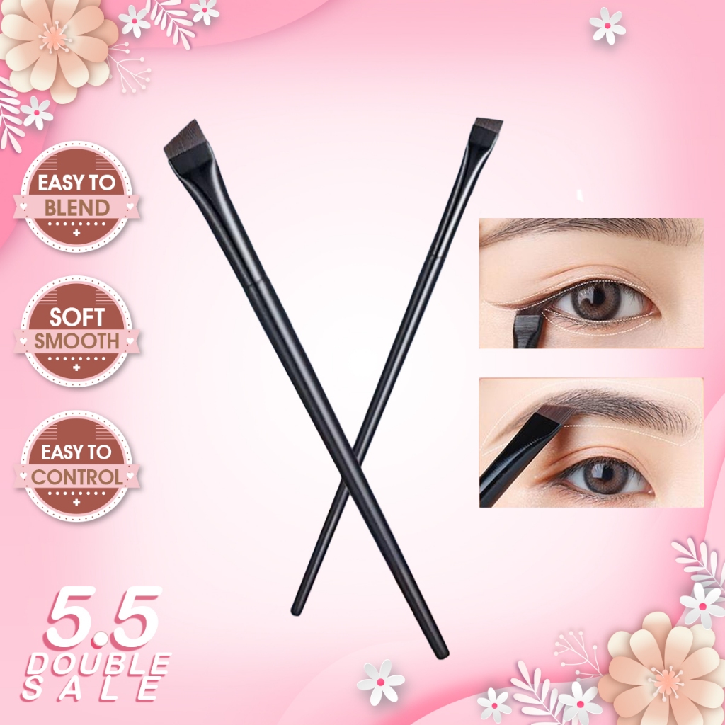 pinkflash Makeup Brushes Set Bevel Eyeliner Brush Bevel Brow Brush Black Handle Thin Tip Makeup ...