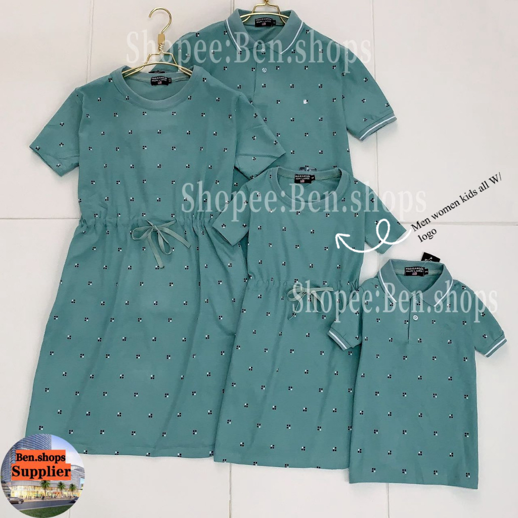 mint green family polo shirt Dress W/pocket Domino fashion / SJKD SJKG ...