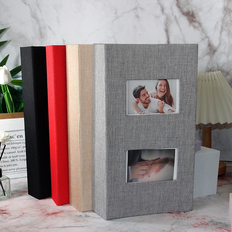 Linen material 4R album 4X6 family photo album 300 pockets cloth cotton ...