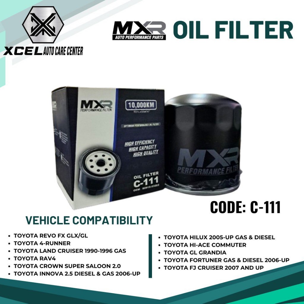 MXR OIL FILTER C-111 for FORTUNER, INNOVA, HILUX, REVO, RAV4, LC, HI ...