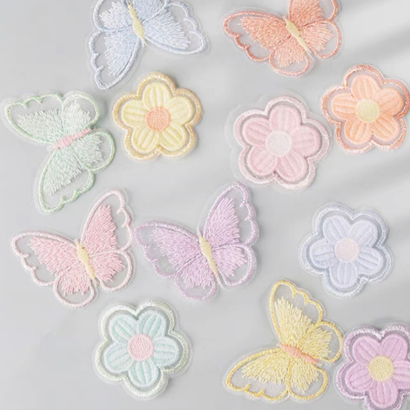 Butterfly and Flower Lace embroidered cloth sticker/accessories ...