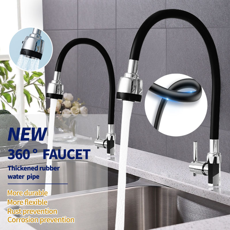SUS304 Kitchen Faucet 360° Rotate Stainless Steel Tap Single Cold Wall ...
