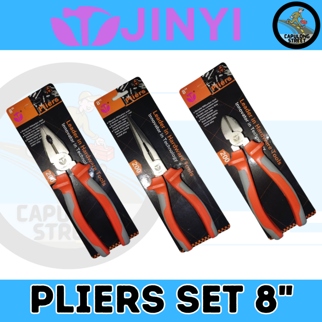 Capulong Jinyi Plier Set 8" (Plais) Flat Nose Combination Plier,Long ...