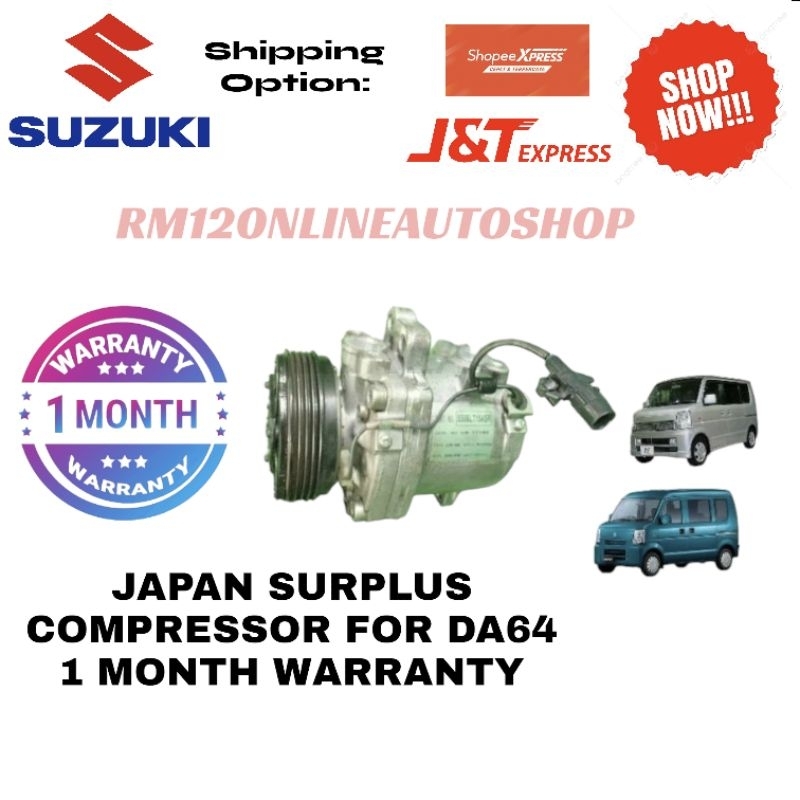 AIRCON COMPRESSOR MULTI GROOVE FOR SUZUKI DA64V DA64W TRANSFORMER VAN ...