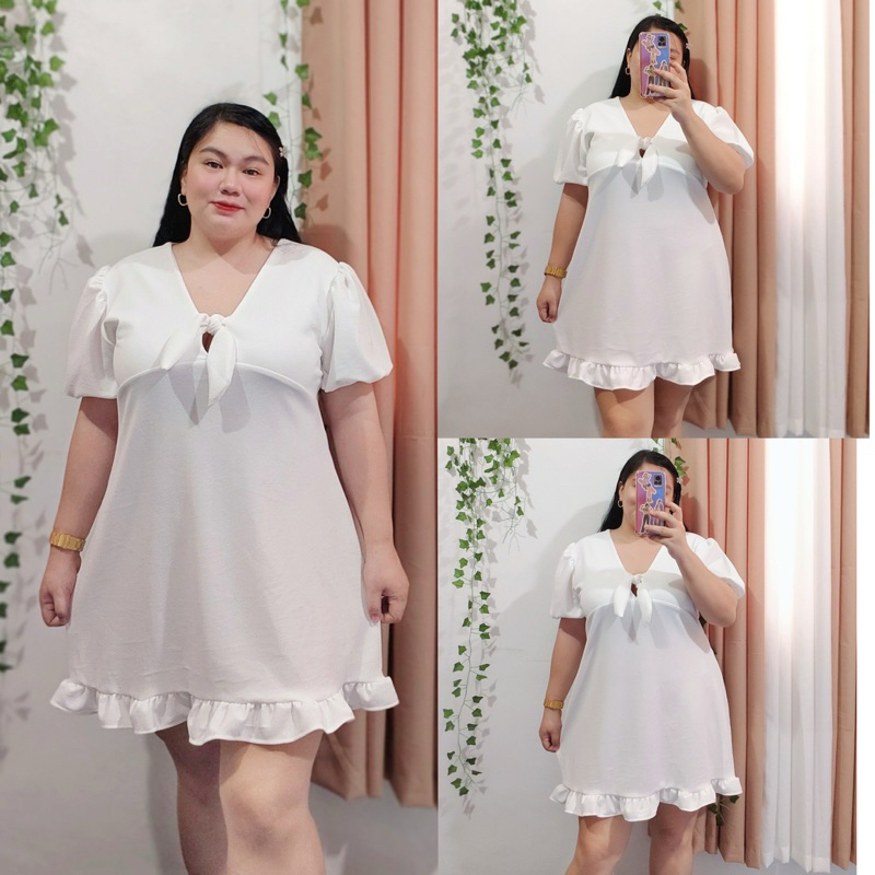 CHEAPEST PLUS SIZE MARIA DRESS CREPE FABRIC COMFY A LINE XL 3XL V NECK ...