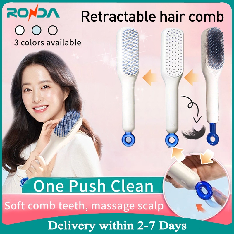 Self Cleaning Hair Comb ABS Smoothing Magic Retractable Comb Anti ...