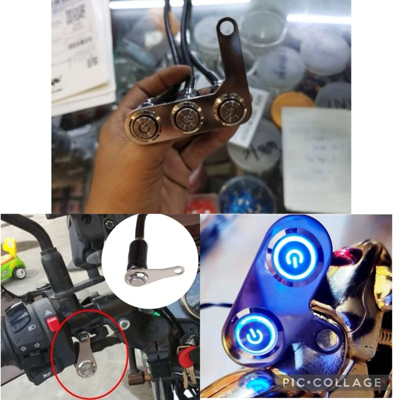12V Waterproof LED Halo Switch / Double / THREE ON-OFF Push Button ...
