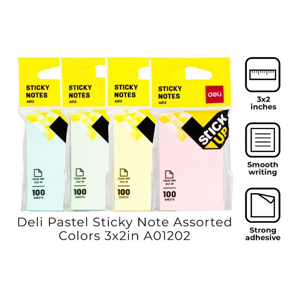 Deli Pastel Sticky Note 4-in-1 Color A01202 | Shopee Philippines