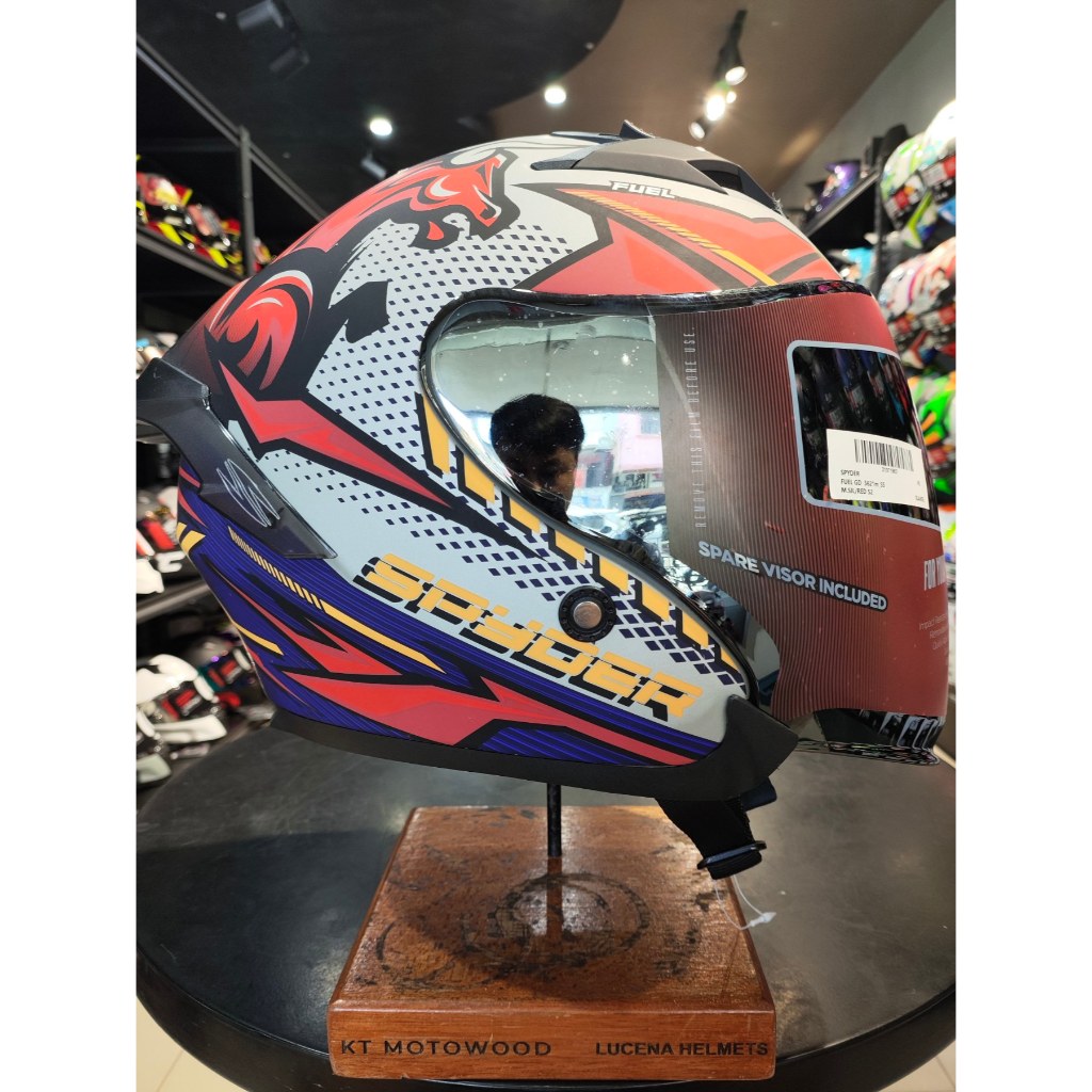 Spyder Fuel S2 Rage Half Face Dual Visor Helmet with Free Extra Clear ...