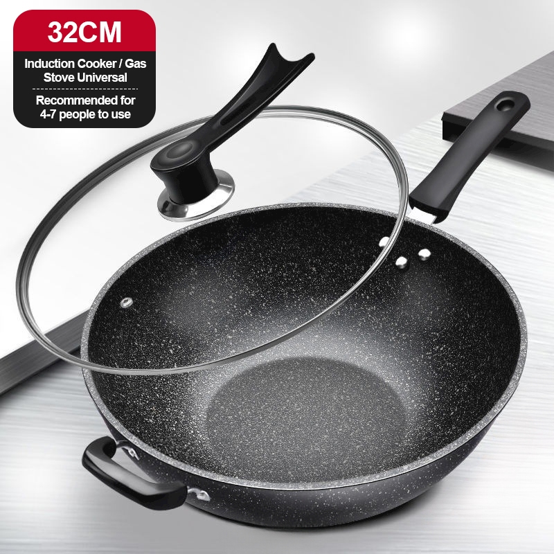 Medical Stone Pan 32CM Non-stick Wok Pan Frying Pan Kitchenware Wok ...