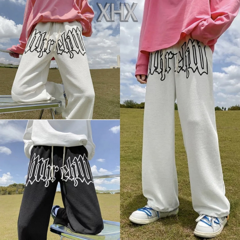 Unisex Outfit Polyester Aesthetic Waffle Track Pants Korean Trends ...