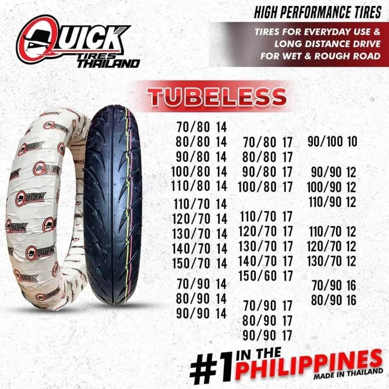 QUICK TIRES QUALITY PRODUCTS MADE IN THAILAND | Shopee Philippines