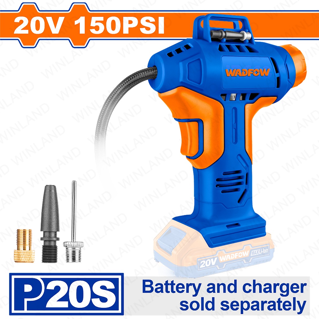 Wadfow by Winland P20 Series Lithium-Ion Cordless Auto Air Compressor 20V150PSI/11Bar WLN2520 ...