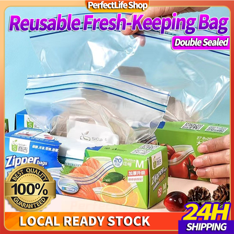 PL Zipper Bags Resealable Bag 10/15/20Pcs Reusable Food Storage Bags ...