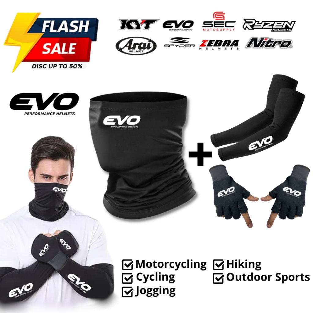 Rider's Wear Motorcycle Tube Mask with 1 Pair of Arm Sleeves and 1 Pair ...