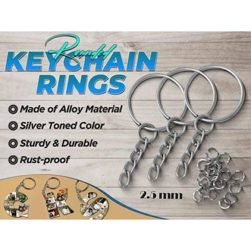 25mm Split Key Ring with free Jump Ring for DIY Keychain Silver ...