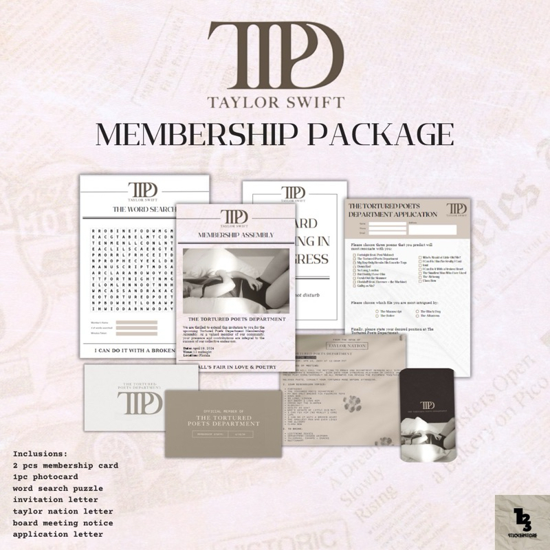 TTPD Membership Package Taylor Swift The Tortured Poets Department ...
