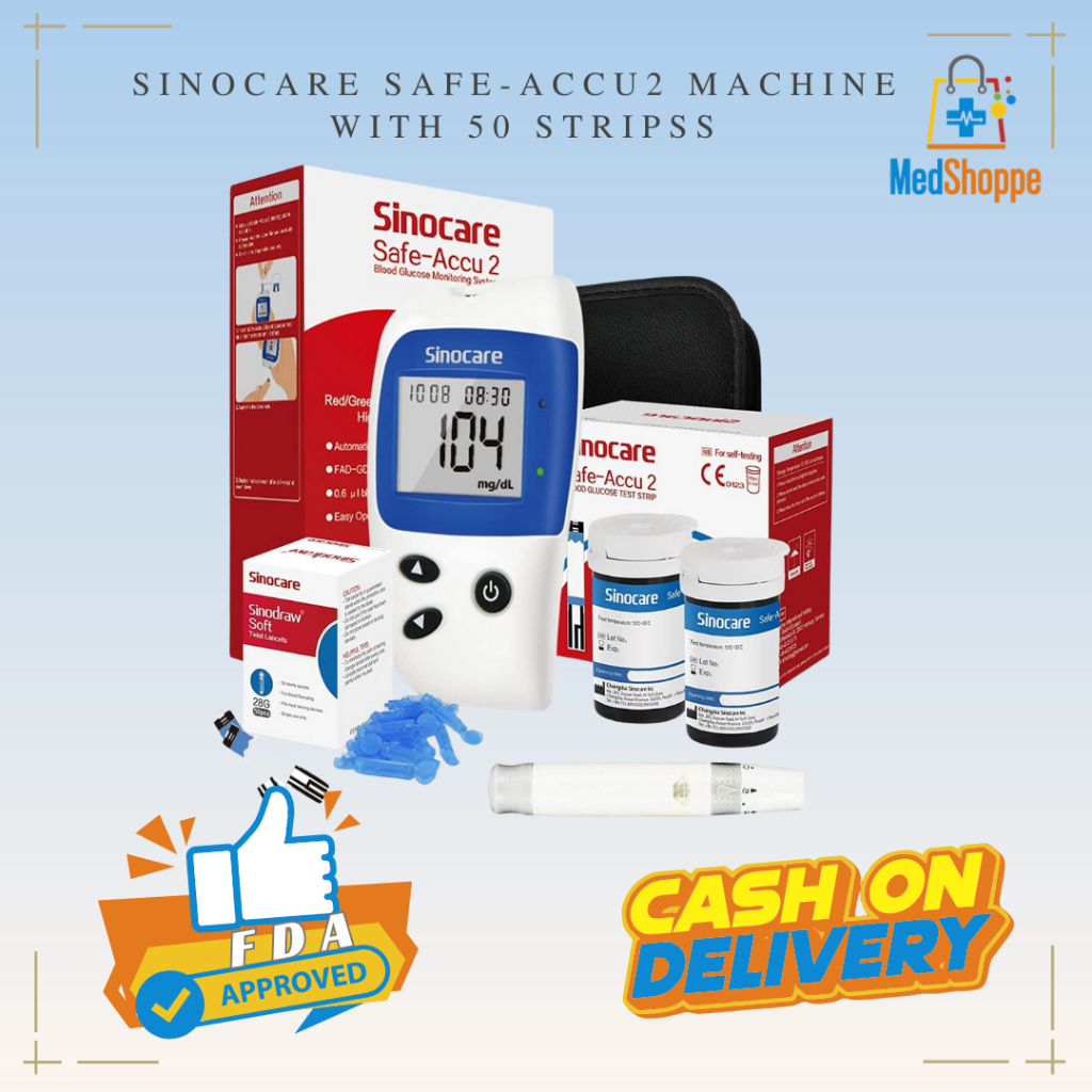 Sinocare Safe-Accu2 Machine with 50 Strips | Shopee Philippines