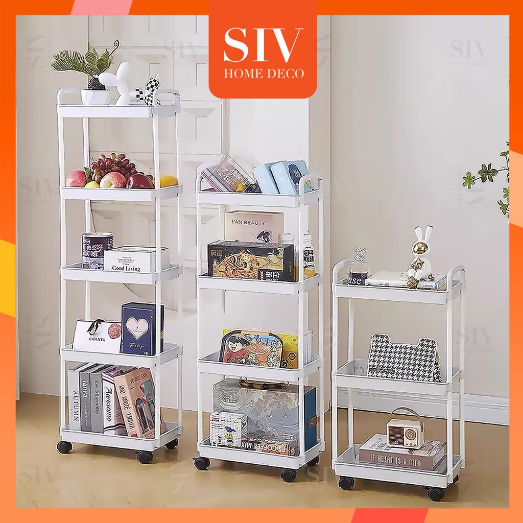 SIV 3-5 Tier Trolley Cart Organizer Utility Cart Moving Storage Shelf ...
