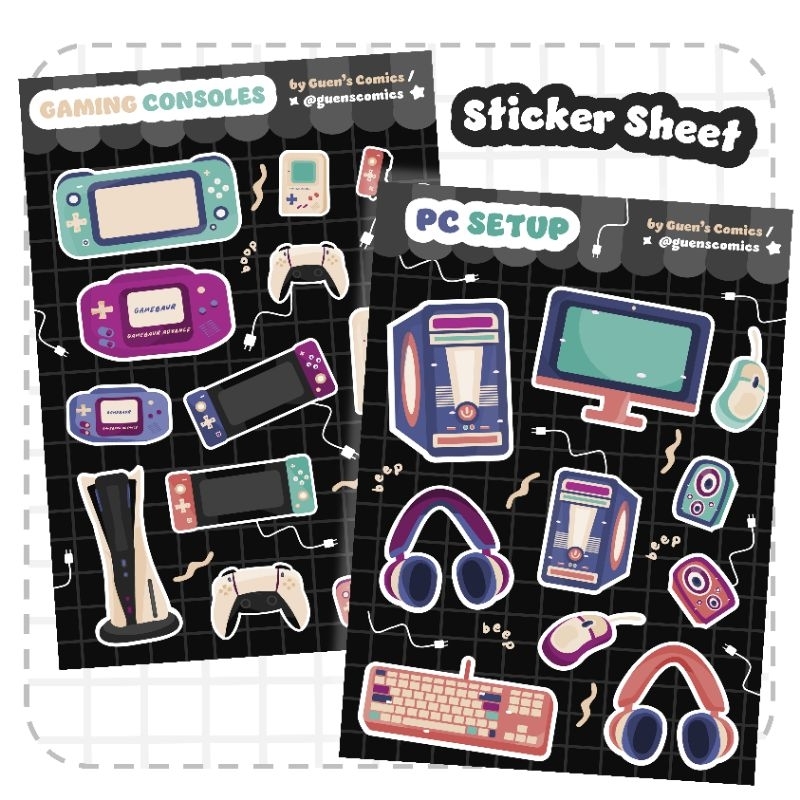 Holo-Rainbow PC Setup and Gaming Consoles Sticker Sheets | Shopee ...