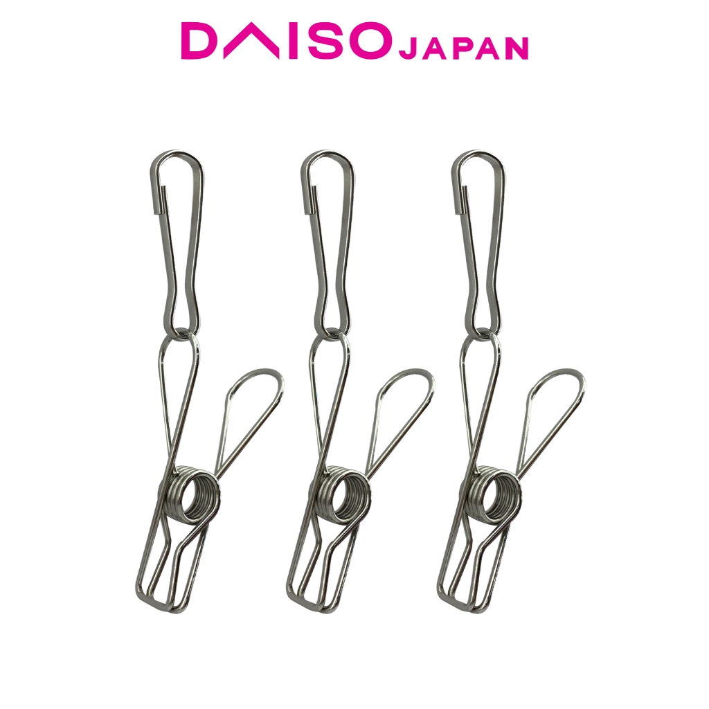 Daiso Stainless Steel Wire Clothespin with Clip (3 pieces) | Shopee ...