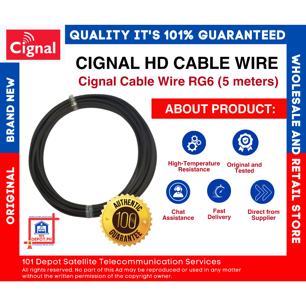Original Cignal Cable Wire RG6 (5 meters) | Shopee Philippines