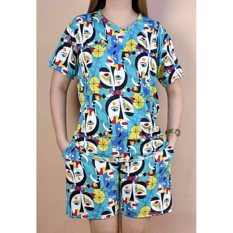 TERNO - Printed T-Shirt and Shorts Pambahay Pantulog for Adults with ...