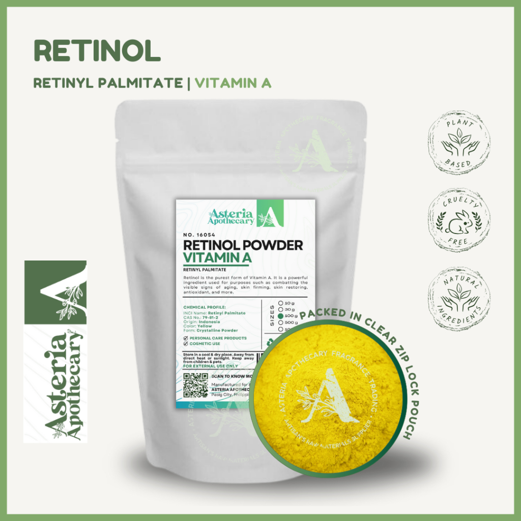Retinol Powder | Vitamin A Palmitate (10G, 30G & 100G) - Asteria ...