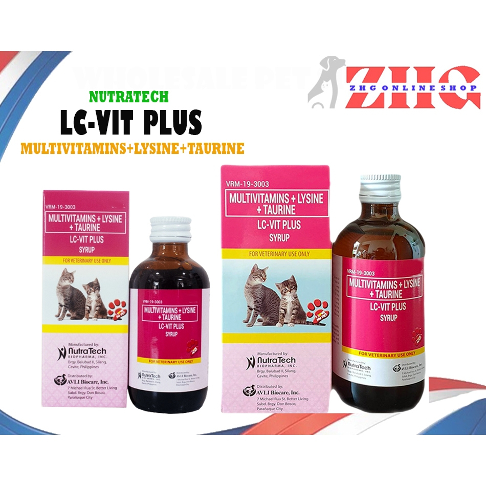 ZHG. LC-Vit Plus Syrup for CATS - Multivitamins + Lysine + Taurine ...
