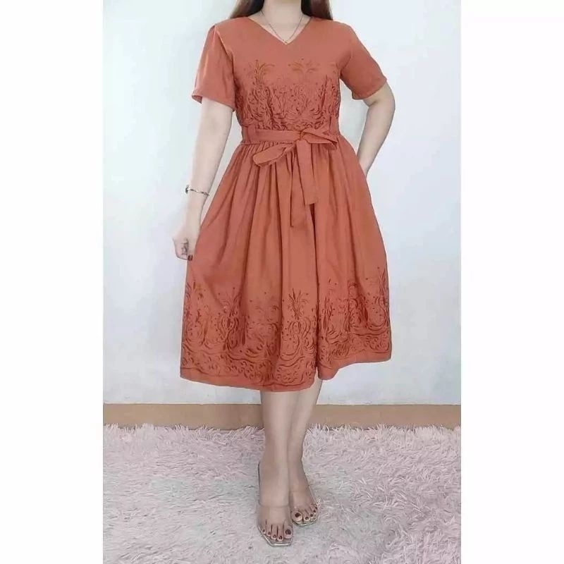 Eyelet Senepa Fabric Midi Dress Fit for Small to Meduim Size Frame ...