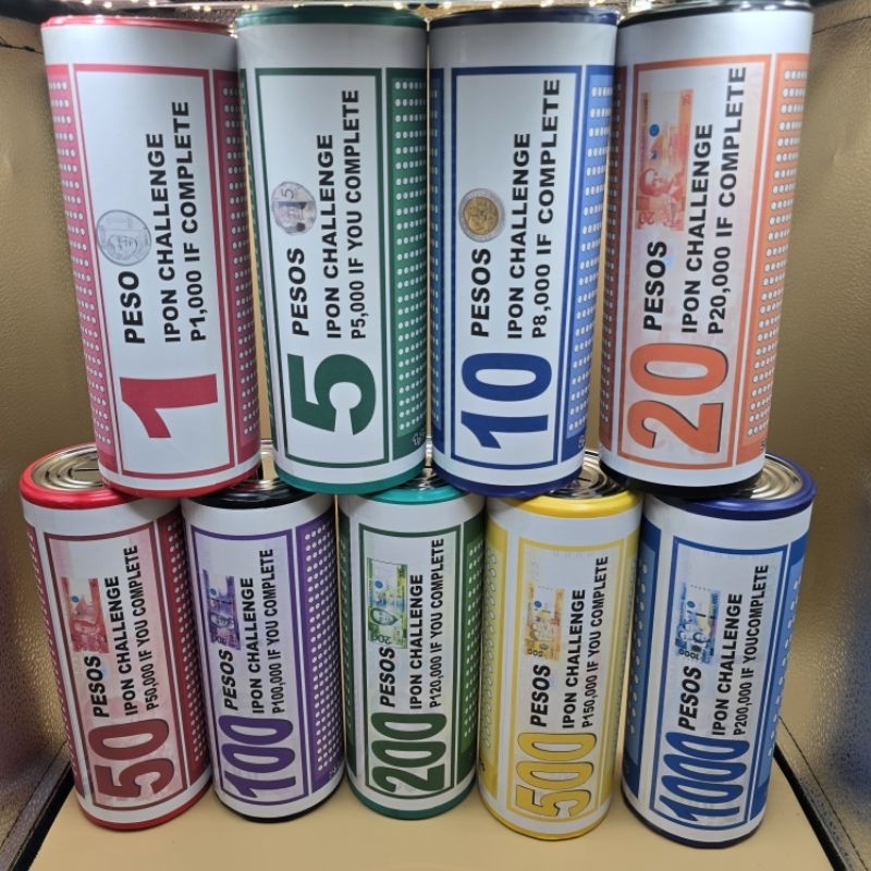 Ipon Challenge PAPER & COIN BILLS ALKANSYA Coin Bank ( 1, 5, 10, 20, 50 ...