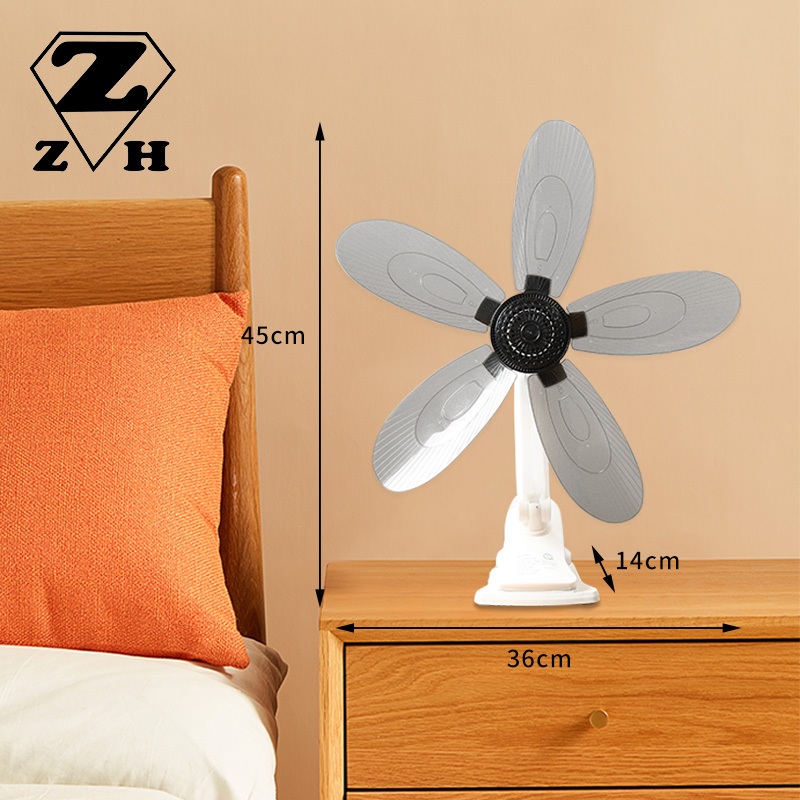 ZH Big Size Clip Fan 5 Blades Large Clip Fan Table Clip Fan Electric ...